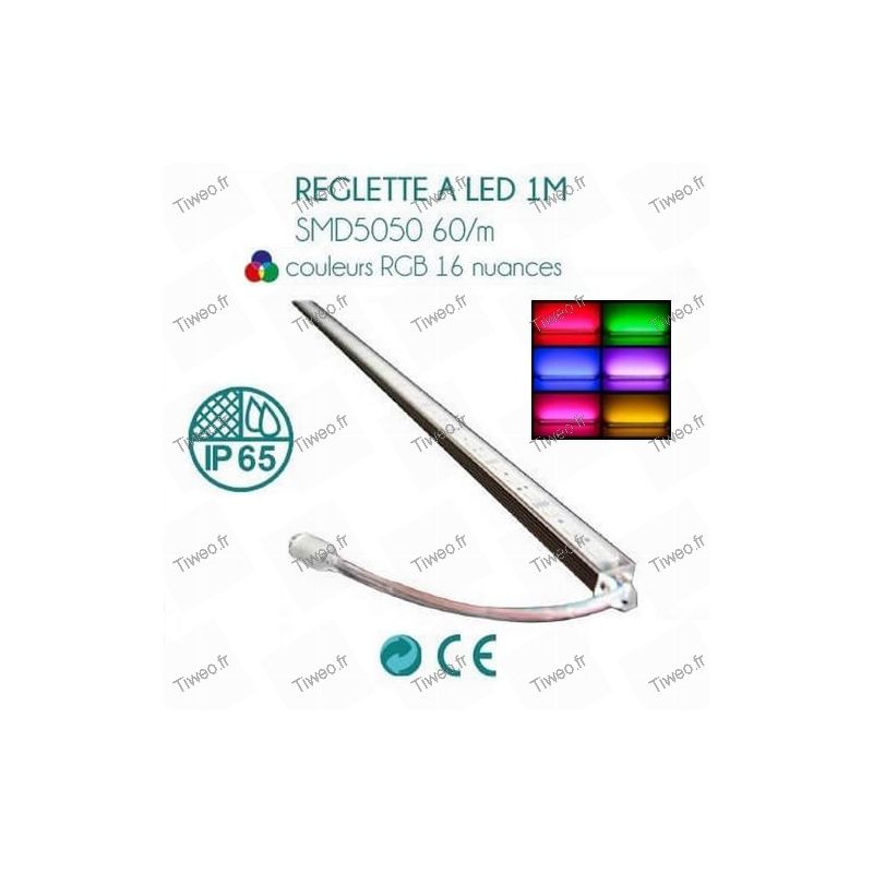 Réglette LED couleurs 1M RGB avec télécommande et transformateur