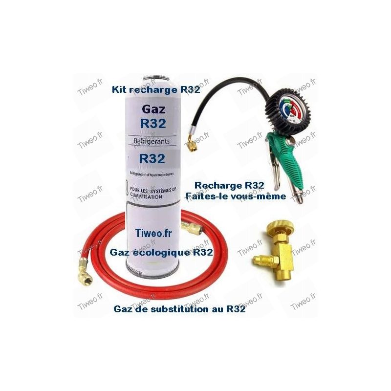 Gaz pour clim R32, recharge clim R32, kit recharge R32, acheter gaz R32